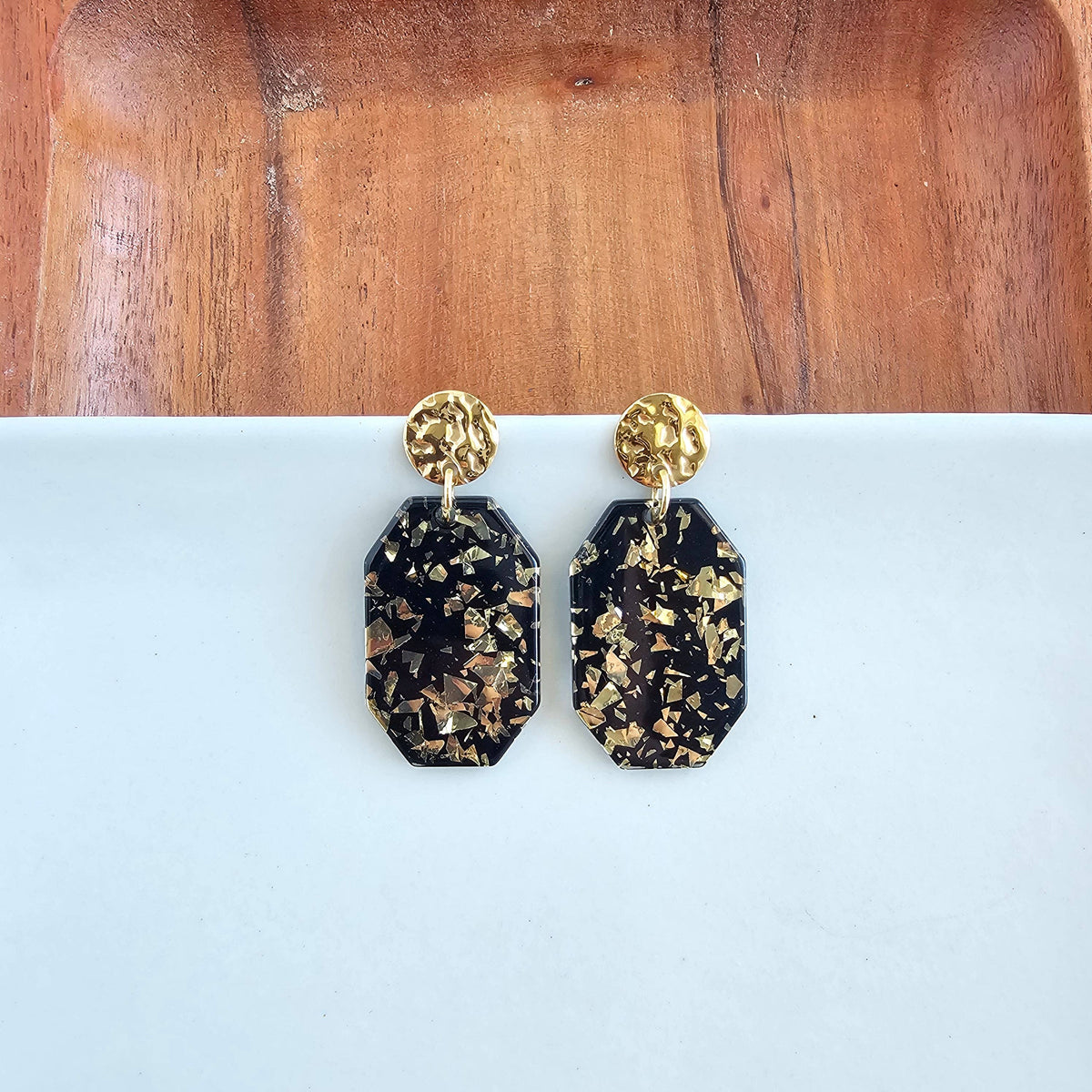 Lexi Earrings - Black Gold Flake // Holiday, Christmas– Yinsoul